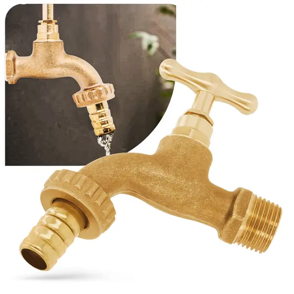 Zawór czerpalny mosiężny matowy 1/2'' GZ x 3/4'' GZ ze złączką na wąż 3/4'' GW x 1/2'' W | Kup ...